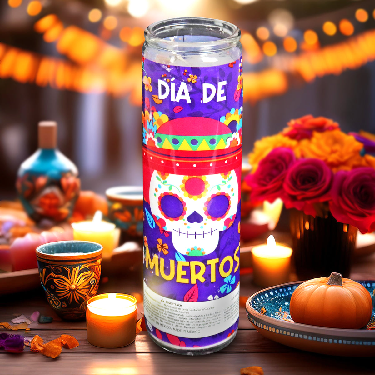 Veladora con Diseño de Calaverita para Día de Muertos – Waldo's
