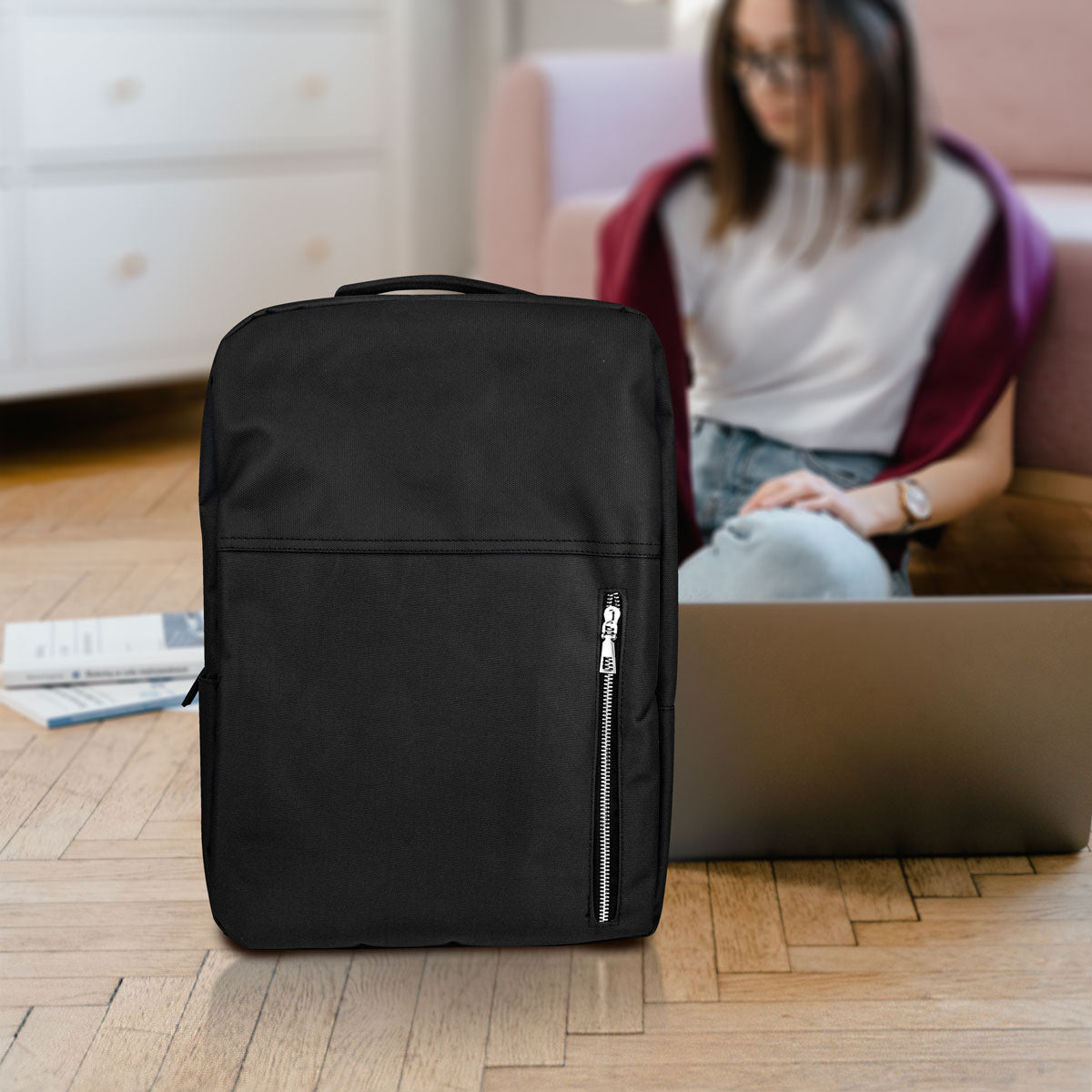 Mochila Porta Laptop con Cargador USB color Negro – Waldo's