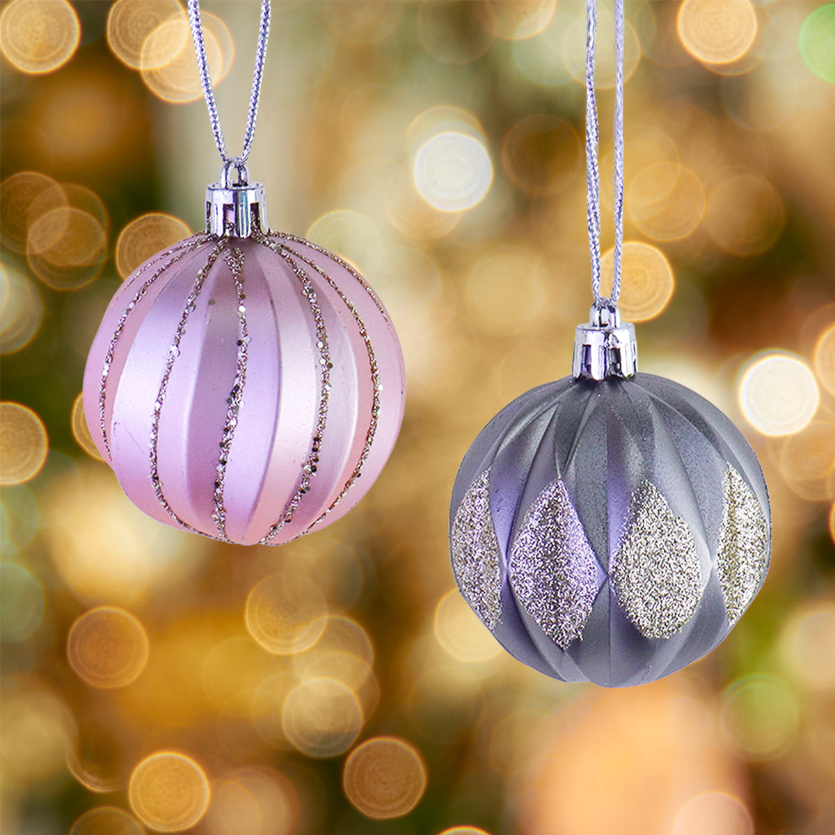 Elegantes Esferas color Rosa y Plata para Navidad – Waldo's