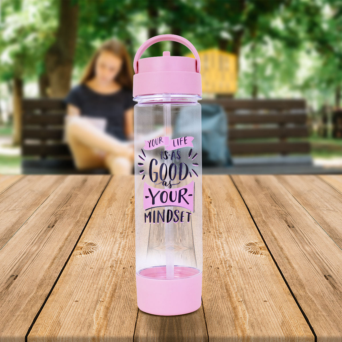 Botella de Plástico con Tapa, color Rosa, 680ml – Waldo's