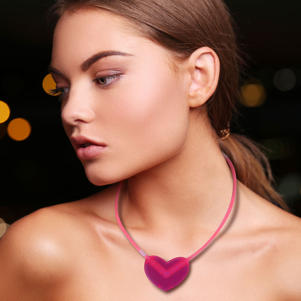 Niceglow, Collar Neón en Forma de Corazón, color Fiusha – Waldo's