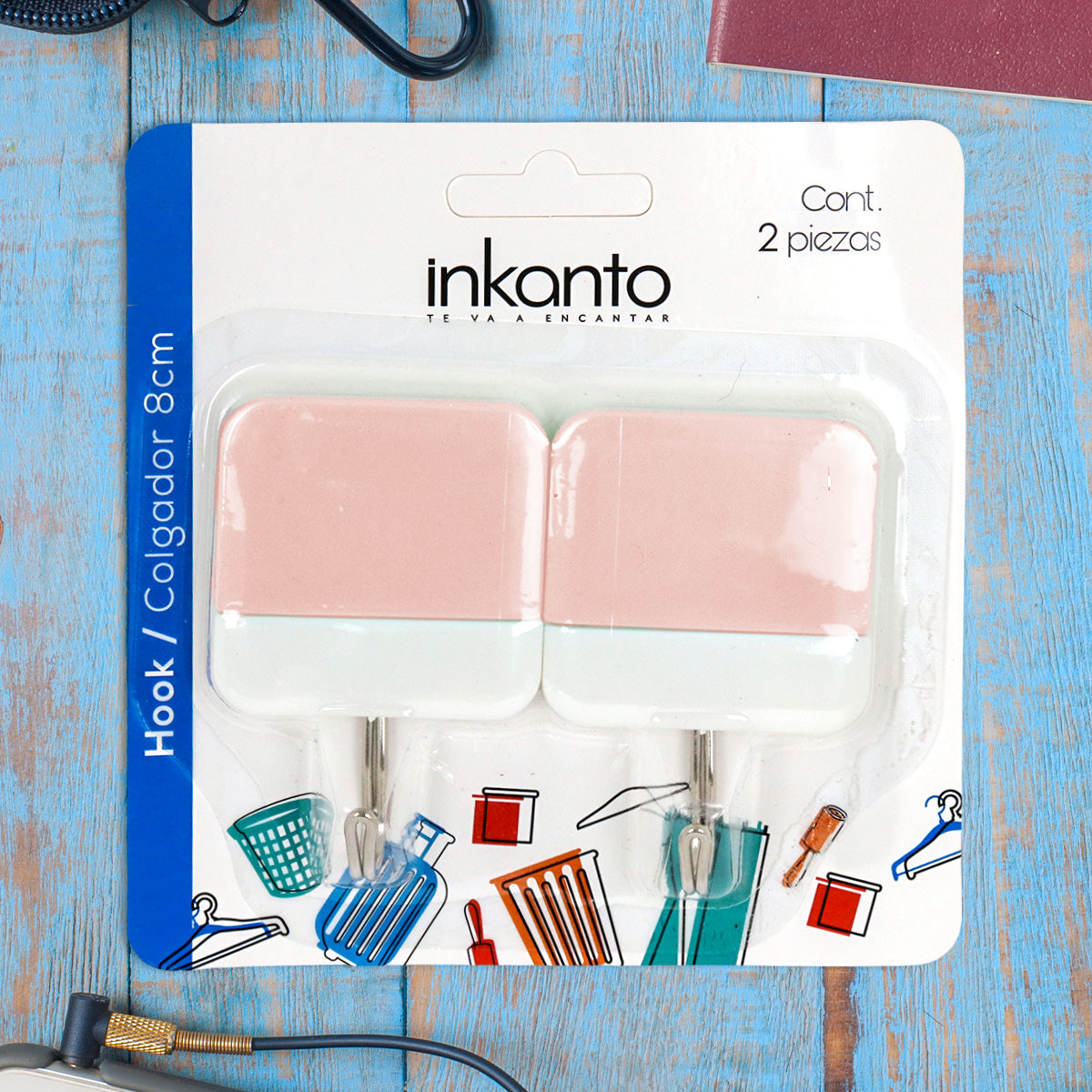 Colgador Multiusos color Rosa con Blanco, 2 pzas – Waldo's