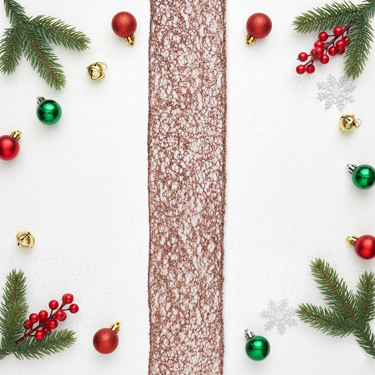 Listón Navideño, Glitter, Color Café – Waldo's