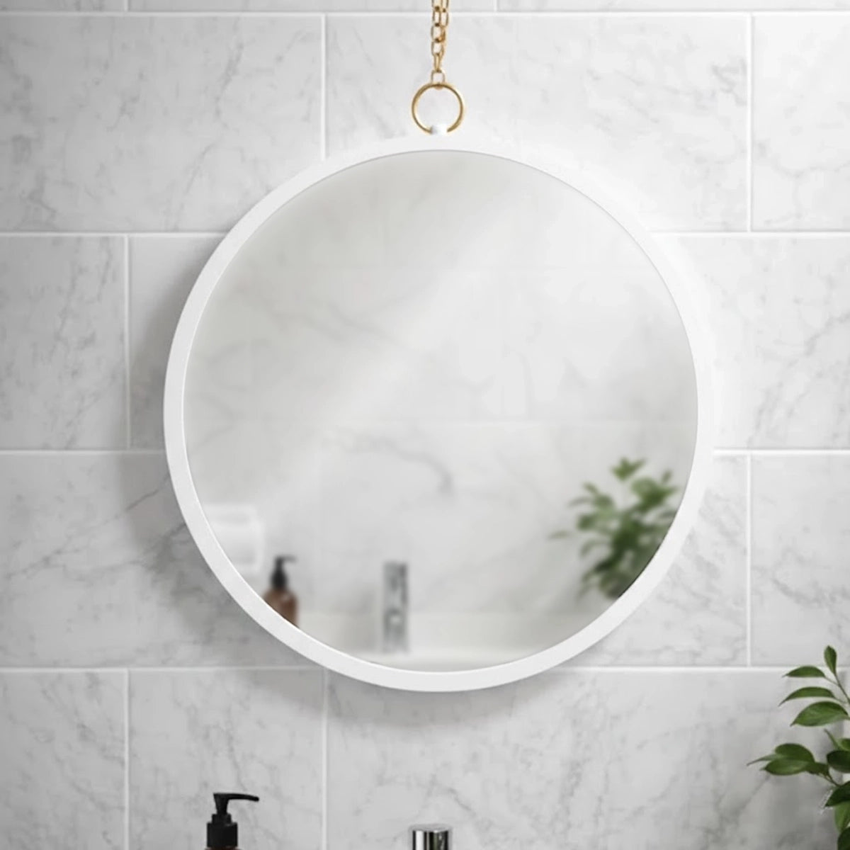 Espejo en Forma de Círculo, Color Blanco – Waldo's