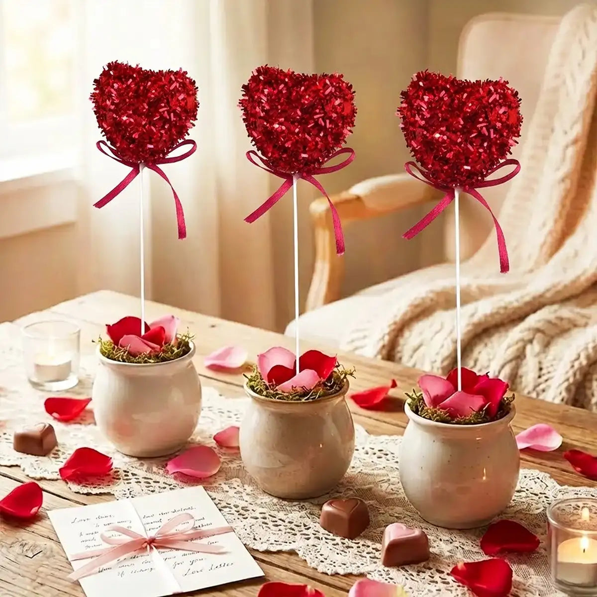 Corazones Decorativos con Diamantina, Color Rojo – Waldo's