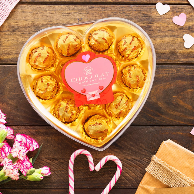 Chocolate, Caja Corazón, Color Dorado, 12 pzas – Waldo's