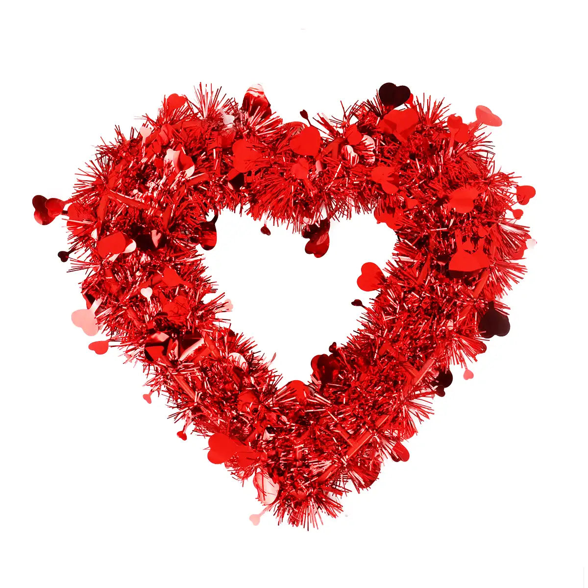 Corazón de Tinsel Decorativo, Color Rojo – Waldo's