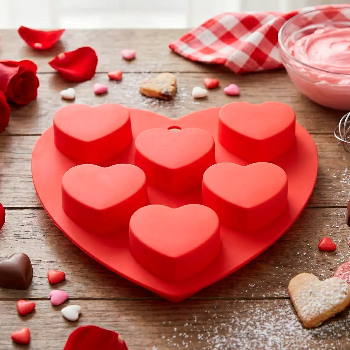 Molde de Silicón en Forma de Corazón, Color Rojo – Waldo's