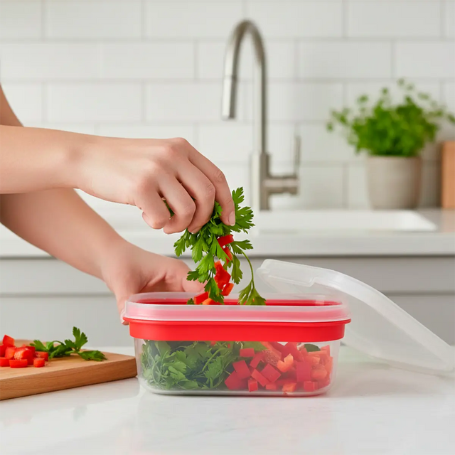 Contenedor de Plástico, Rectangular, Color Rojo, 650 ml – Waldo's