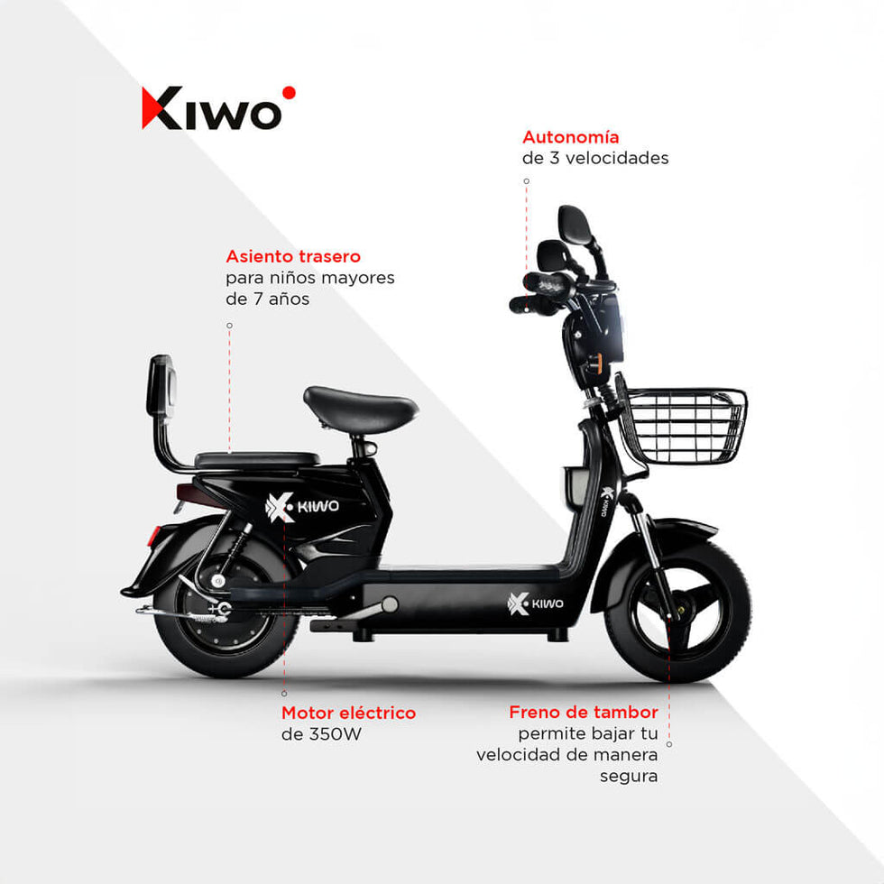 Bicicleta Eléctrica Negra Kiwo GY801 – Waldo's
