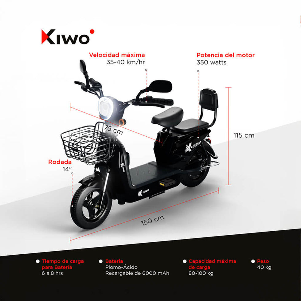 Bicicleta Eléctrica Negra Kiwo GY801 – Waldo's