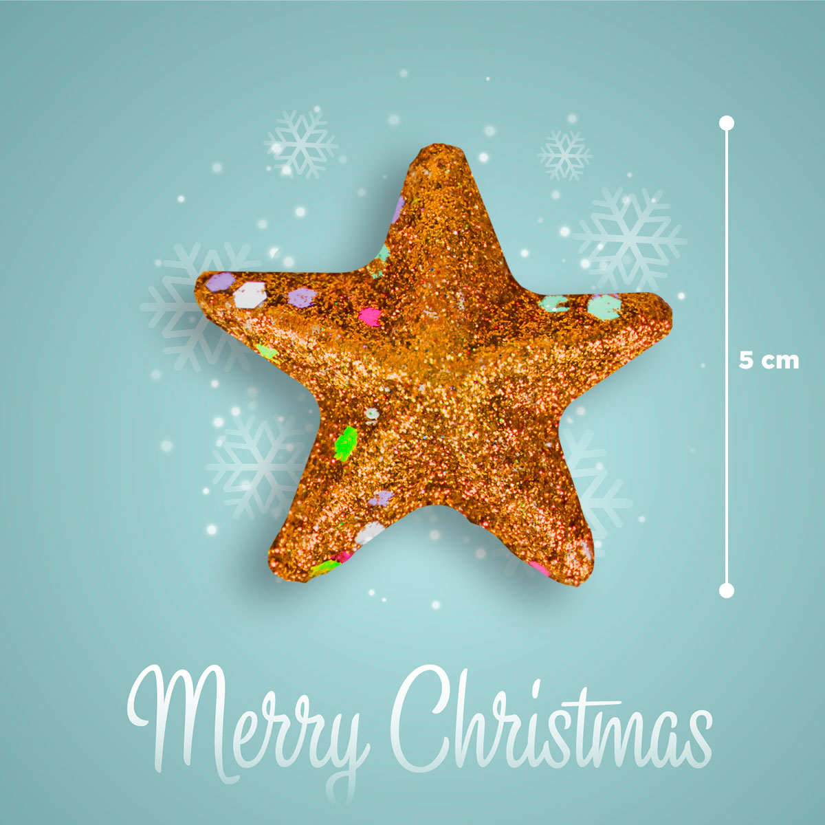 Mini Estrellas con Diamantina color Naranja, 6 piezas. – Waldo's