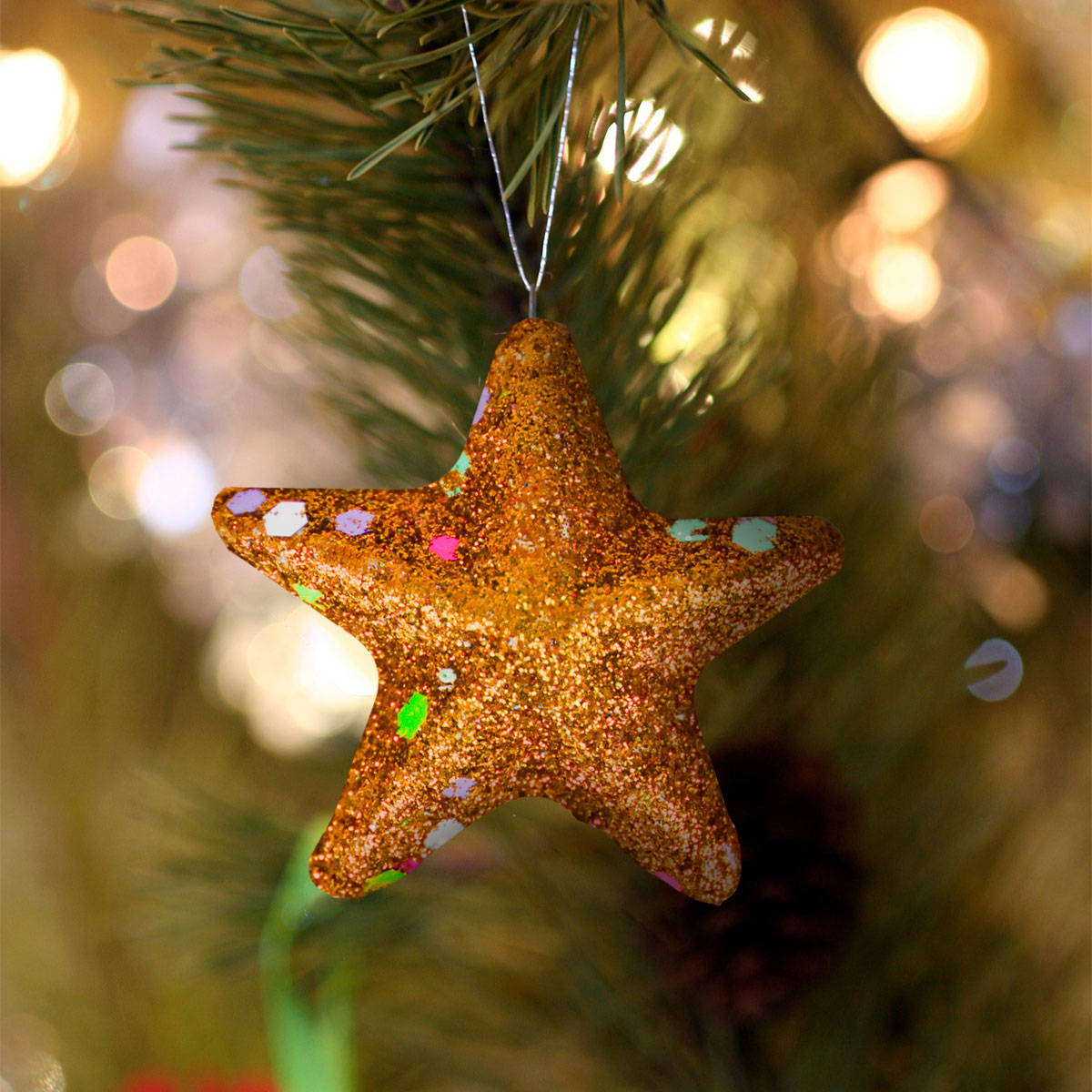 Mini Estrellas con Diamantina color Naranja, 6 piezas. – Waldo's